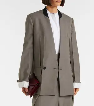 Victoria Beckham Herringbone Virgin Wool Blazer