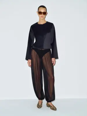 REFORMATION Stella Cropped Satin Jacket - Black