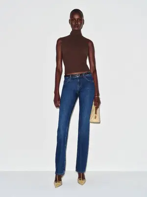 REFORMATION Colbie Sleeveless Turtleneck Knit Top - Brown