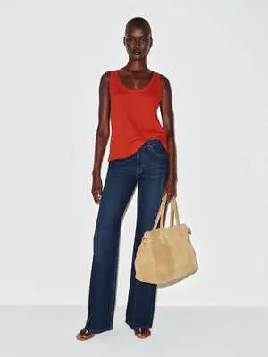 REFORMATION Eva Pointelle Knit Top - Red