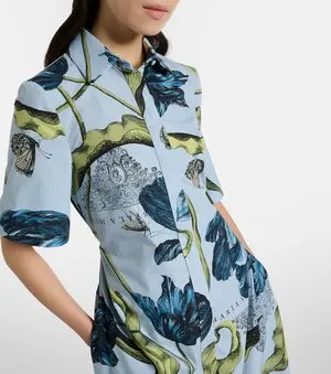 Erdem Floral Cotton Midi Dress - Blue