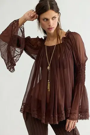 NIGEL PRESTON Byron Babydoll Tunic - Chicory Coffee