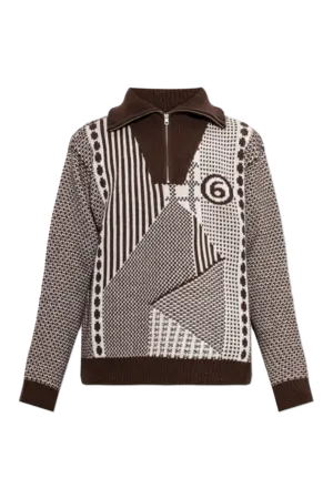 MAISON MARGIELA Sweater With A Stand-up Collar - Brown
