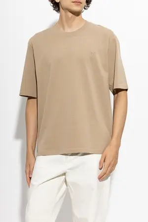 AMI Paris T-shirt With Logo - Beige