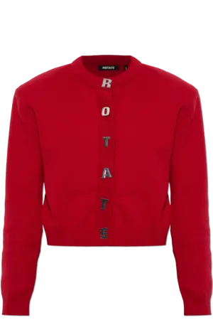 ROTATE BY BIRGER CHRISTENSEN Cotton Cardigan With Shoulder Pads - Red