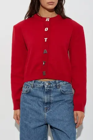 ROTATE BY BIRGER CHRISTENSEN Cotton Cardigan With Shoulder Pads