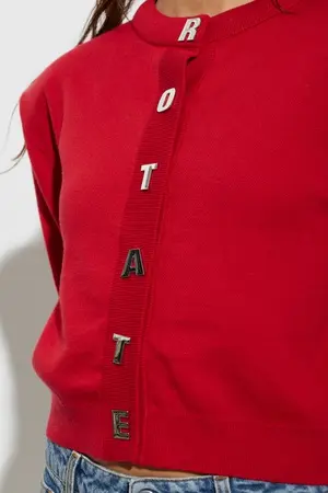 ROTATE BY BIRGER CHRISTENSEN Cotton Cardigan With Shoulder Pads