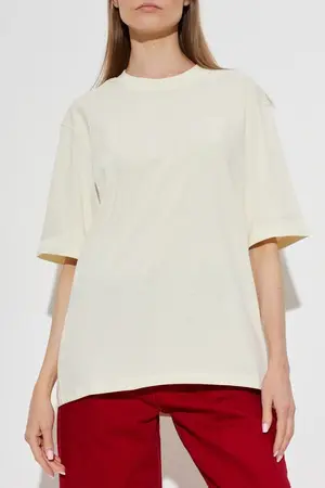 AMI Paris Logo Embroidered T-shirt - Cream