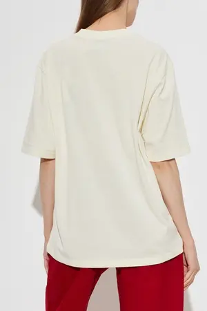 AMI Paris Logo Embroidered T-shirt - Cream