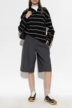 AMI Paris Striped Long Sleeve Polo
