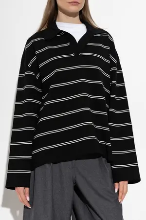 AMI Paris Striped Long Sleeve Polo