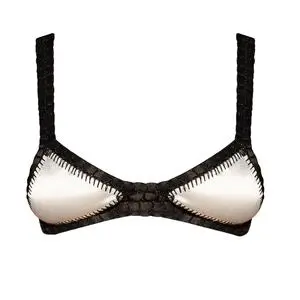 LUXSEA SWIMWEAR Dominica Black Shimmer Crochet Bikini Top - White