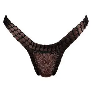 LUXSEA SWIMWEAR Maui Lurex Crochet Bikini Bottom - Brown