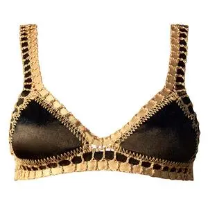 LUXSEA SWIMWEAR Celeste Gold Shimmer Crochet Bikini Top - Black