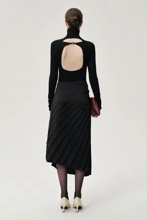 FRONT ROW SHOP Open-back Wool Jersey Top
