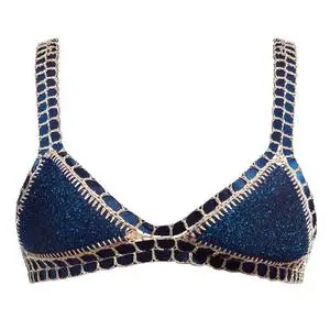 LUXSEA SWIMWEAR Lurex Crochet Bikini Top - Blue