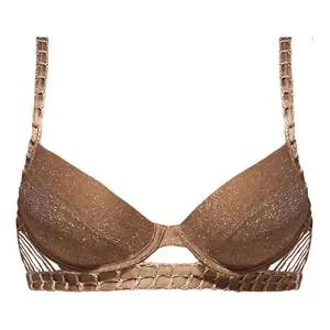 LUXSEA SWIMWEAR Ariana Lurex Crochet Bikini Top - Gold