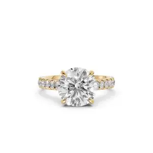 AYA FINE JEWELRY Blythe Round Cut Igi Certified Lab Grown Diamond Pave Engagement Ring In Gold - Yellow