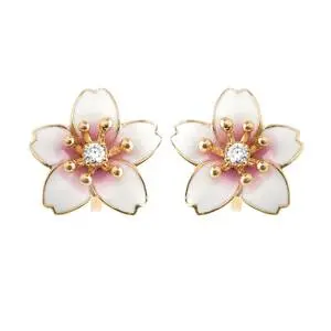 Grossé Sakura Clip-on Earrings With Zirconia And Enamel