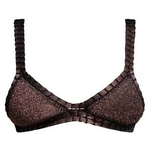 LUXSEA SWIMWEAR Lurex Crochet Triangle Bikini Top - Brown