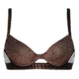 LUXSEA SWIMWEAR Lurex Crochet Push Up Bikini Top - Brown
