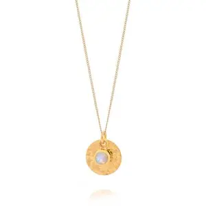 NELLOU JEWELLERY Ethiopian Opal Luna Disc Necklace - Gold
