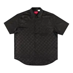 Supreme Tonal Monogram Silk Short-sleeve Shirt - Black