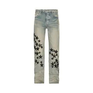 Amiri Leather Star Straight Leg Jeans