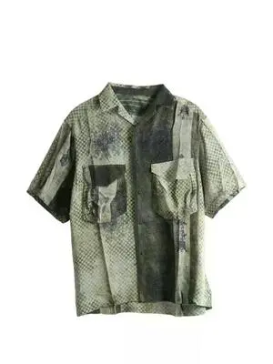 ZIGGY CHEN Patchwork-effect Short-sleeve Shirt - Green