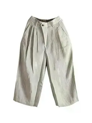 ZIGGY CHEN Pleated Detail Wide-leg Trousers - Grey