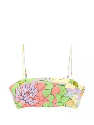 Farm Rio Spring Affair" Beaded Floral Print Crop Top