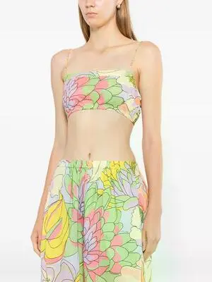 Farm Rio Spring Affair" Beaded Floral Print Crop Top