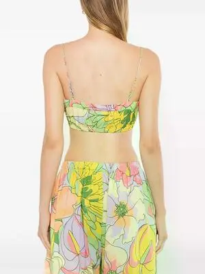 Farm Rio Spring Affair" Beaded Floral Print Crop Top