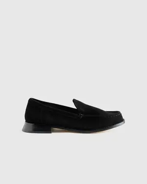 Quince Italian Leather Venetian Loafer - Black