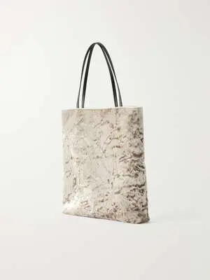 VALESQUE Thea Leather-trimmed Crushed-velvet Tote Bag