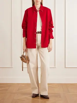 AMI Paris Logo-embroidered Cotton-twill Shirt