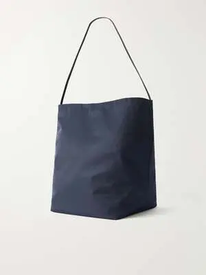 VALESQUE Bucket Leather-trimmed Satin-shell Tote
