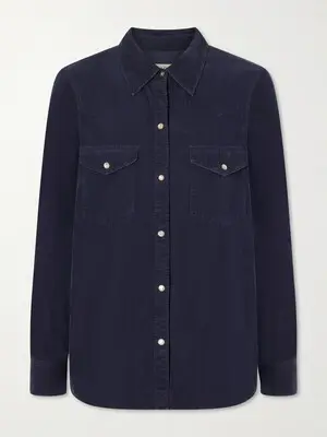 NILI LOTAN NILI LOTAN Travis Cotton Corduroy Shirt Blue