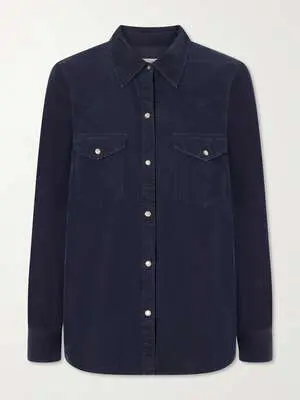 NILI LOTAN Travis Cotton Corduroy Shirt - Navy