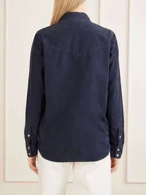 NILI LOTAN Travis Cotton Corduroy Shirt - Navy