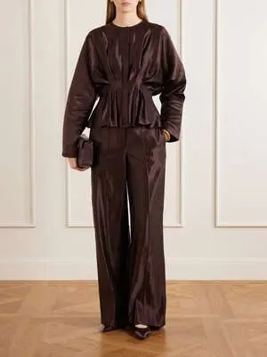 JOSEPH Eris Gathered Linen And Silk-blend Blouse