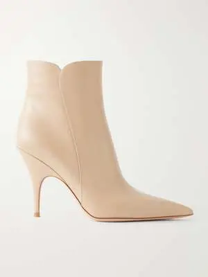 GIANVITO ROSSI Sofia 95 Leather Ankle Boots - Sand