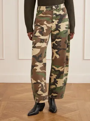 NILI LOTAN Tribeca Camouflage Cotton Straight-leg Pants