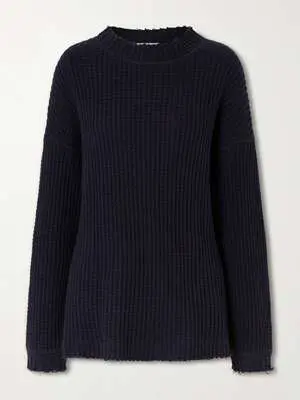 Khaite Dylan Knitted Cotton Sweatshirt - Navy