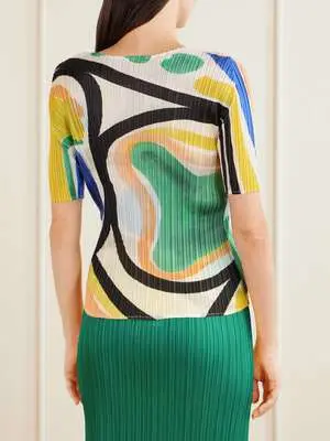 Issey Miyake Roll Printed Plissé Blouse