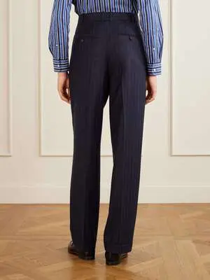 Polo Ralph Lauren Pinstriped Wool Pants - Navy