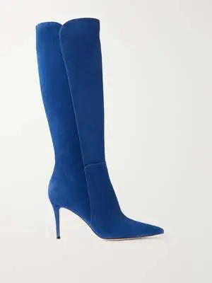 GIANVITO ROSSI Levy 85 Suede Knee Boots - Navy