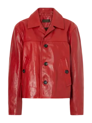 WALES BONNER Kamala Leather Biker Jacket - Red