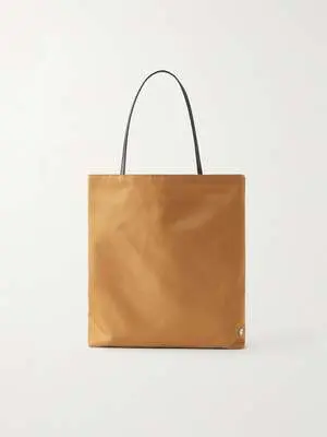VALESQUE Thea Leather-trimmed Satin-shell Tote - Mustard