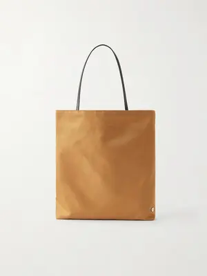 VALESQUE Thea Leather-trimmed Satin-shell Tote - Yellow